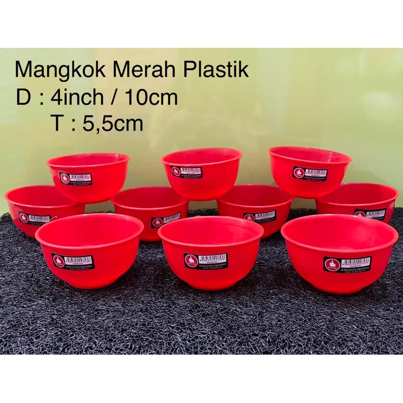 Jual Mangkok merah bulat plastik / Mangkok nasi / Mangkok sembahyang ...