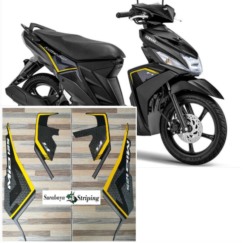 Jual Striping sticker Yamaha Mio M3 125 FI hitam kuning tahun 2019 2020 ...