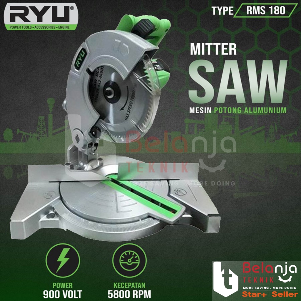 Jual RYU Mesin Potong Alumunium Kayu RMS 180 Mitre Saw 7" Miter Saw 7 ...