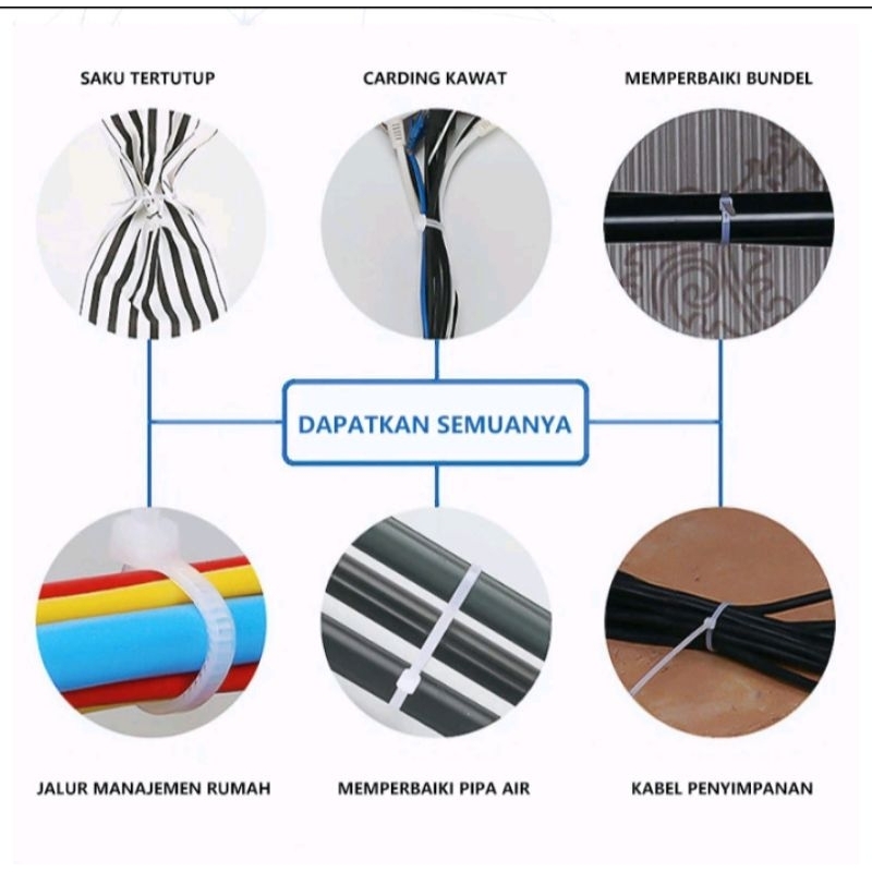 Jual cable ties / nylon cable ties 100PCS hitam plastik kabel nilon ...