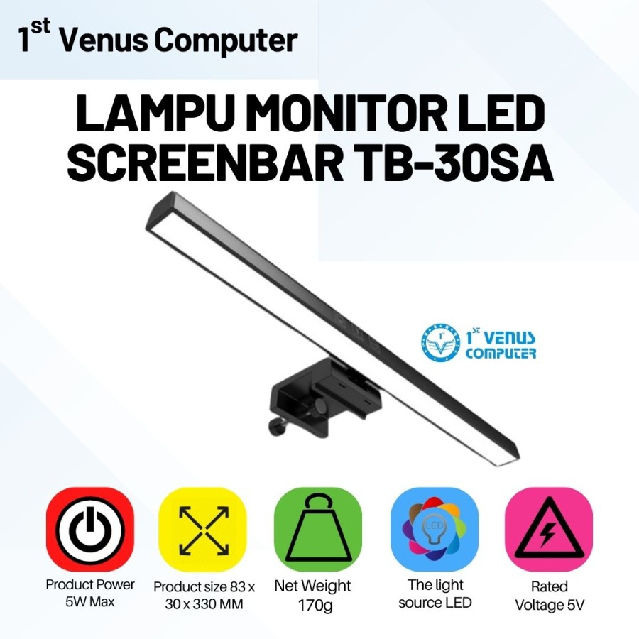 Jual LAMPU MONITOR LED SCREENBAR TB-30SA TOUCH ON/OFF TYPE C/ COM36-SAN ...