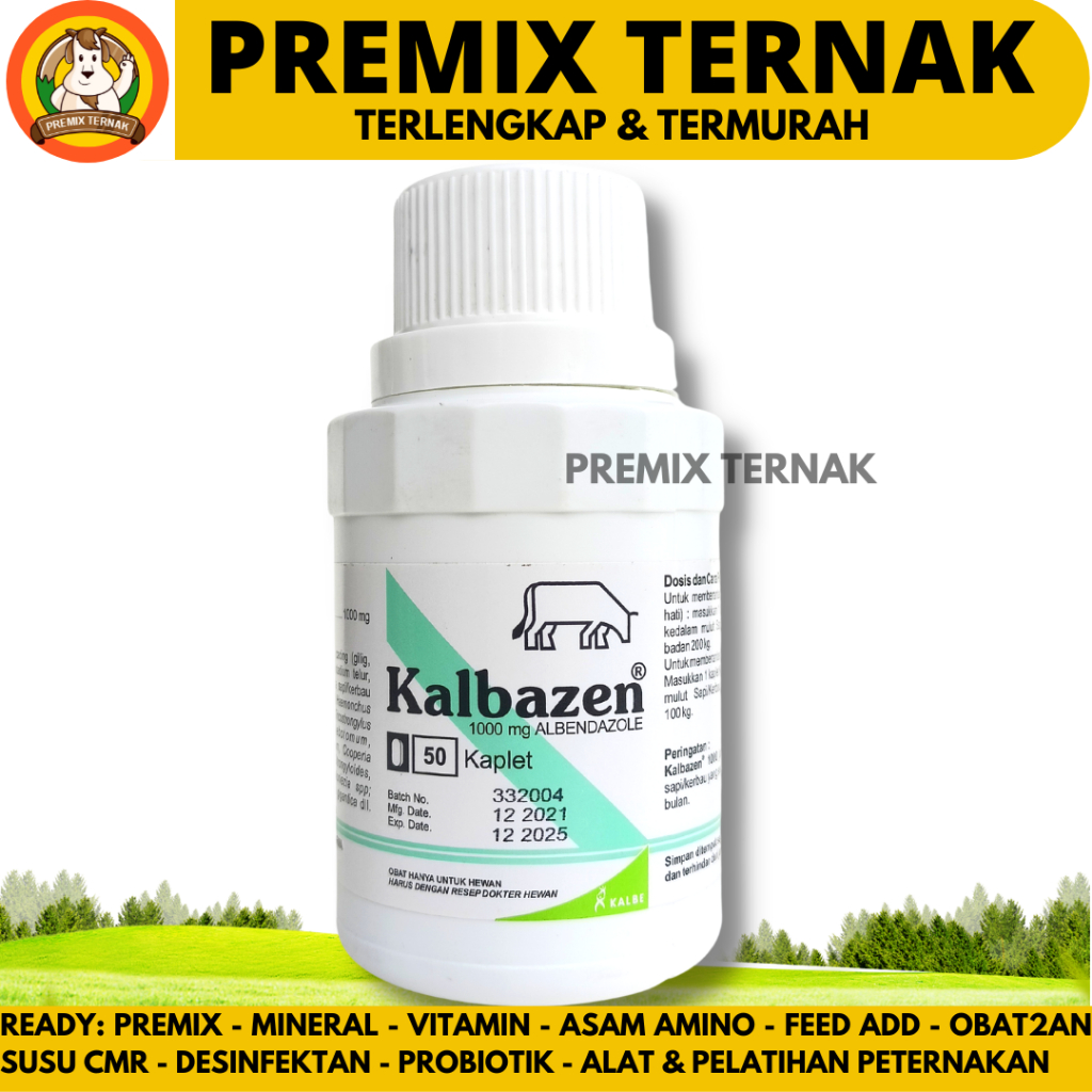 Jual KALBAZEN KAPLET 1 BOTOL (50 kaplet) - Obat Cacing Sapi Bolus ...