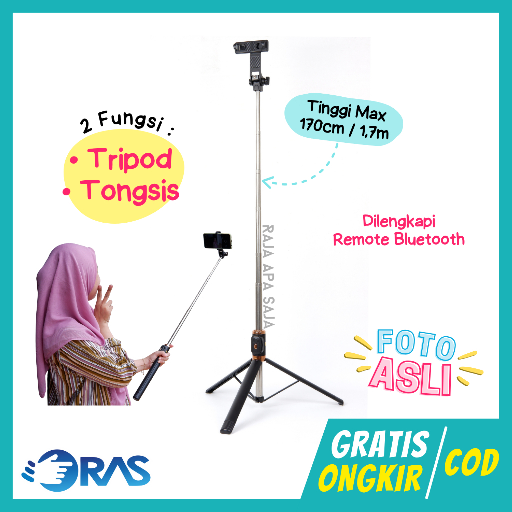 Jual Tripod Tongsis 3in1 Tinggi 1.7Meter 170cm Stand Tongkat Selfie ...