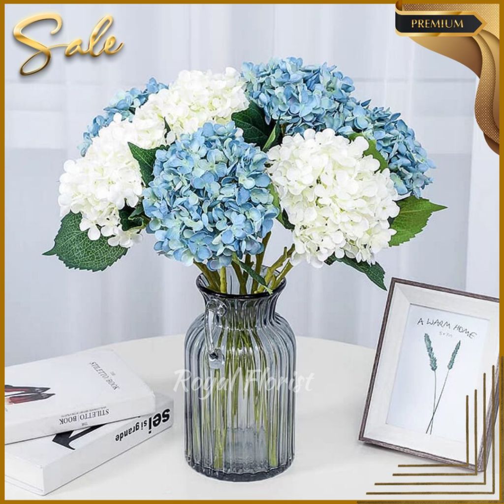 Jual Bunga Hydrangea Kain Import Panjang 52cm/Bunga Hias Ruangan/Buket ...