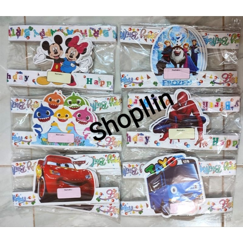 Jual ( 10pcs ) Topi Pesta ulang tahun anak karakter TEBAL / topi tamu ...