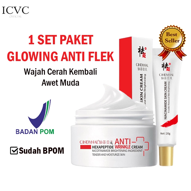 Jual BPOM 2 SET Cindynal Paket Wajah Glowing Hexapeptide anti Wrinkle Cream Atasi Flek Hitam ...
