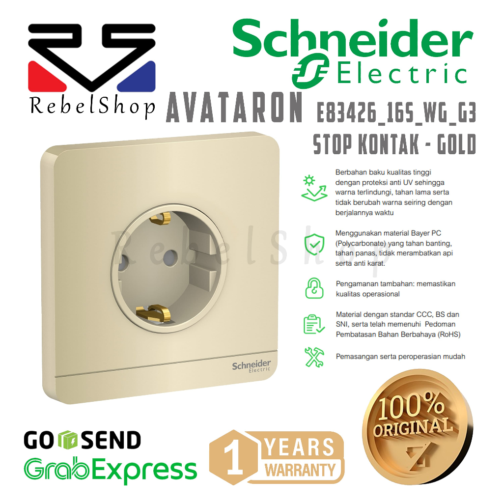 Jual Schneider Stop Kontak Schuko AvatarOn Gold 16A - E83426_16S_WG_G3 | Shopee Indonesia