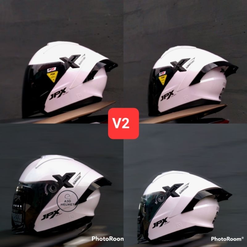 Jual HELM JPX NOVA X V2.0 WHITE PAKET GANTENG SPOILER DOBLE VISOR | Shopee Indonesia
