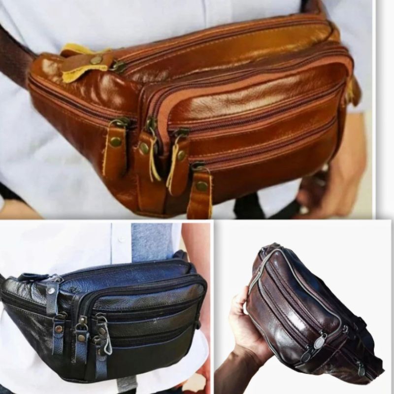 Jual Tas Pinggang Kulit BESAR Waistbag kulit tas slempang pria Tas pria ...