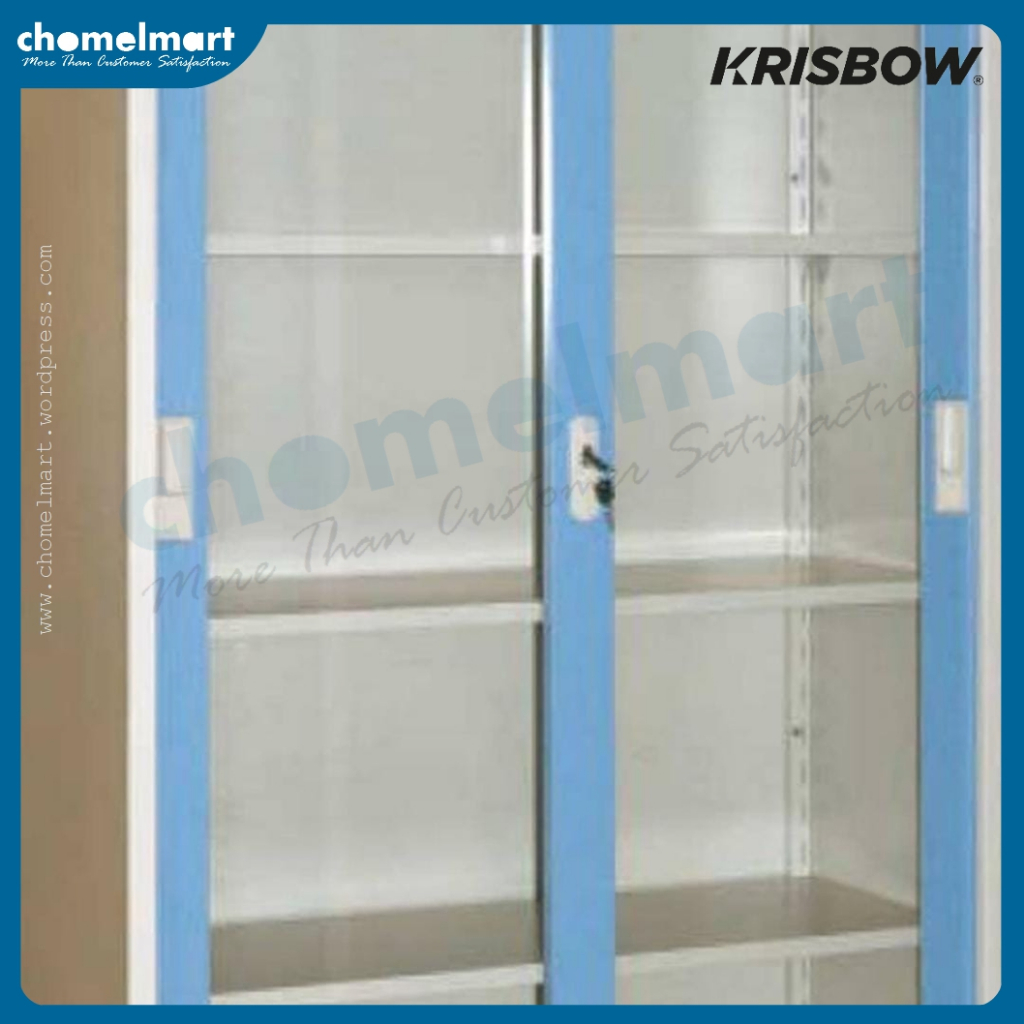 Jual Krisbow Lemari Arsip Kantor Besi 2 Pintu Kaca Geser – Biru ...