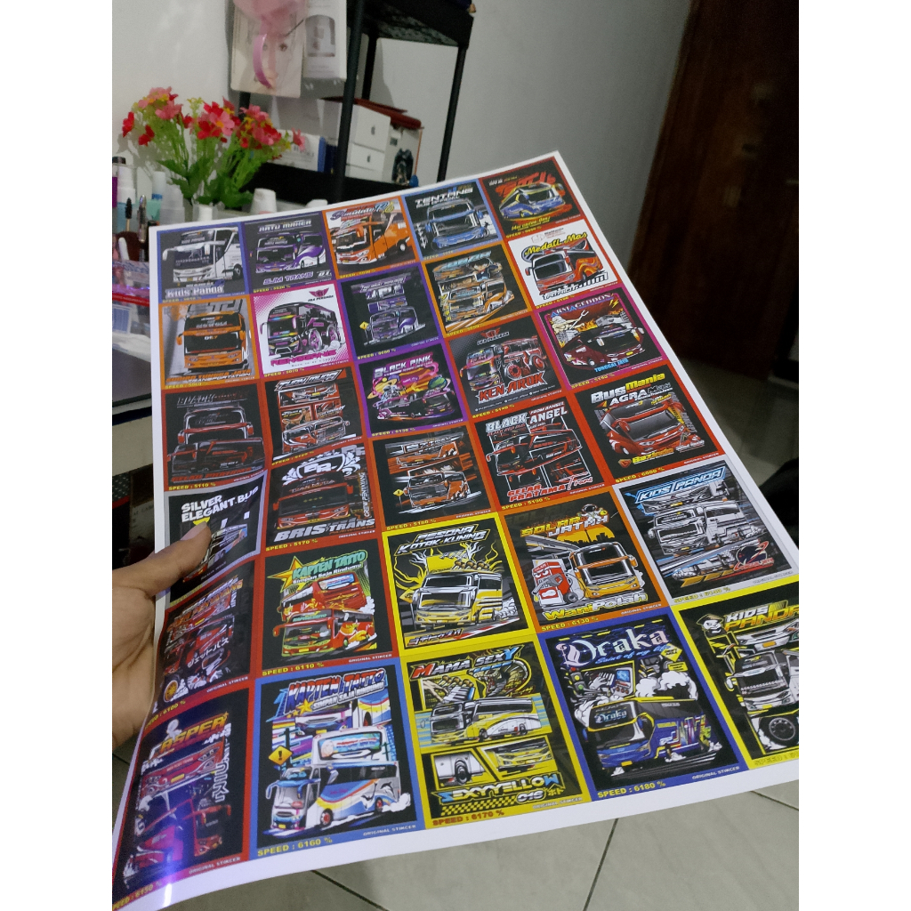 Jual Stiker Bus Basuri Pariwisata 1 Lembar Isi 30 Kotak Sticker ...