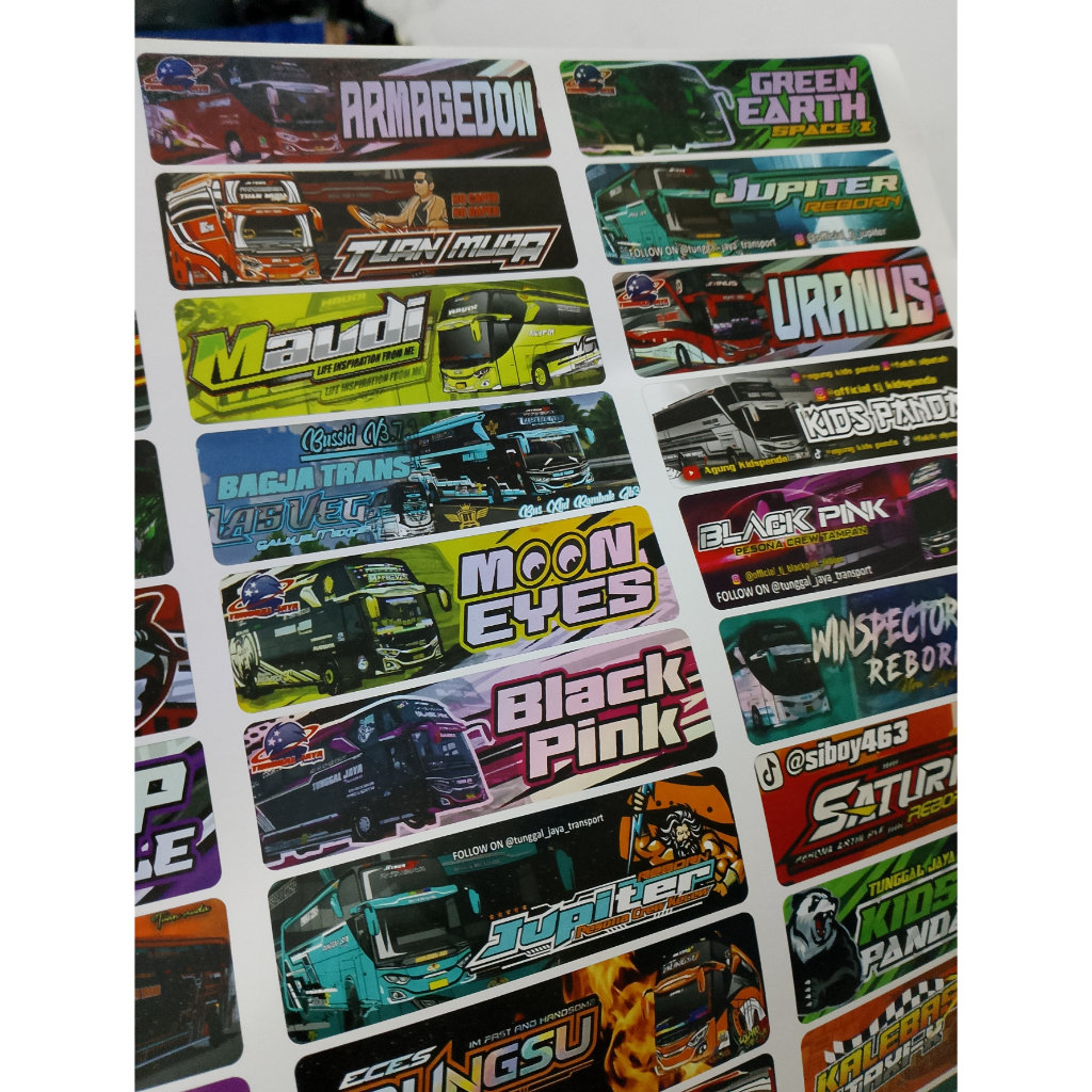 Jual Sticker Bus Virall / 1 Lembar Stiker Bus Mania Isi 45 Kotak ...