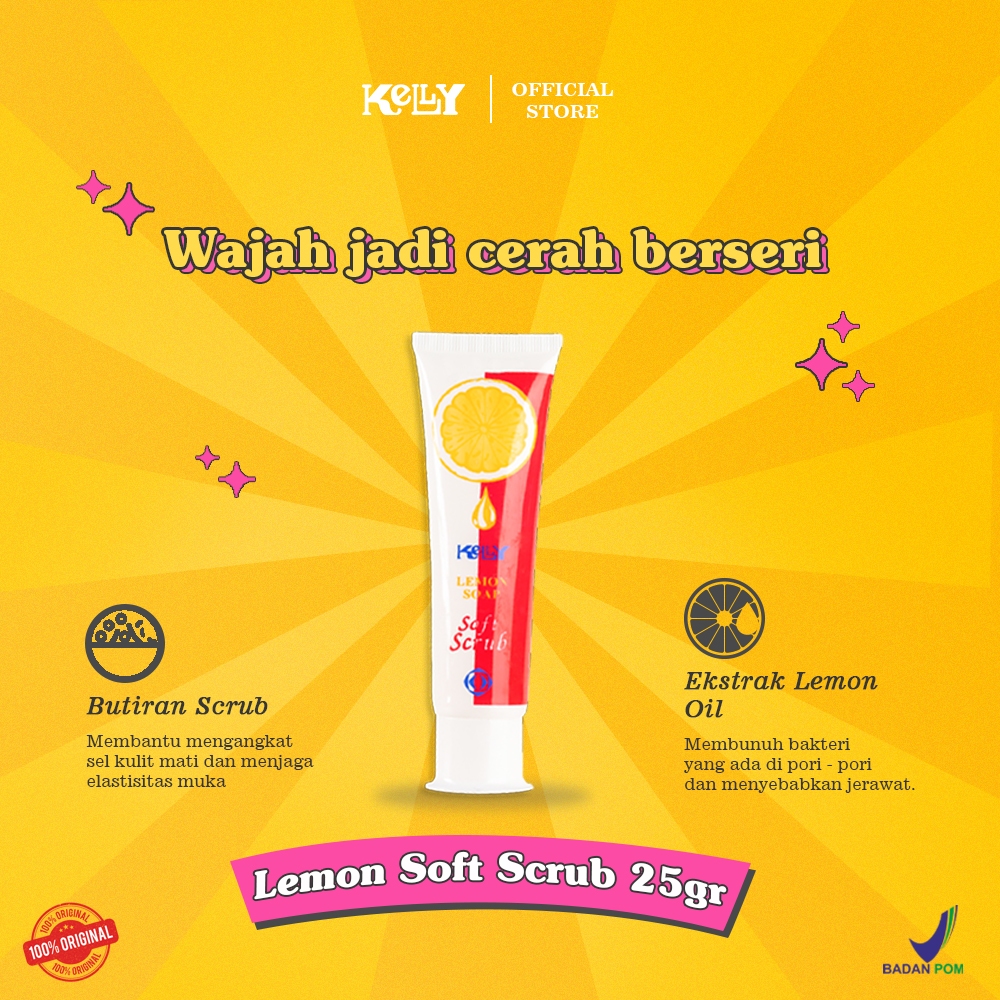 Jual Kelly Lemon Soft Scrub 25gr Original BPOM | Shopee Indonesia