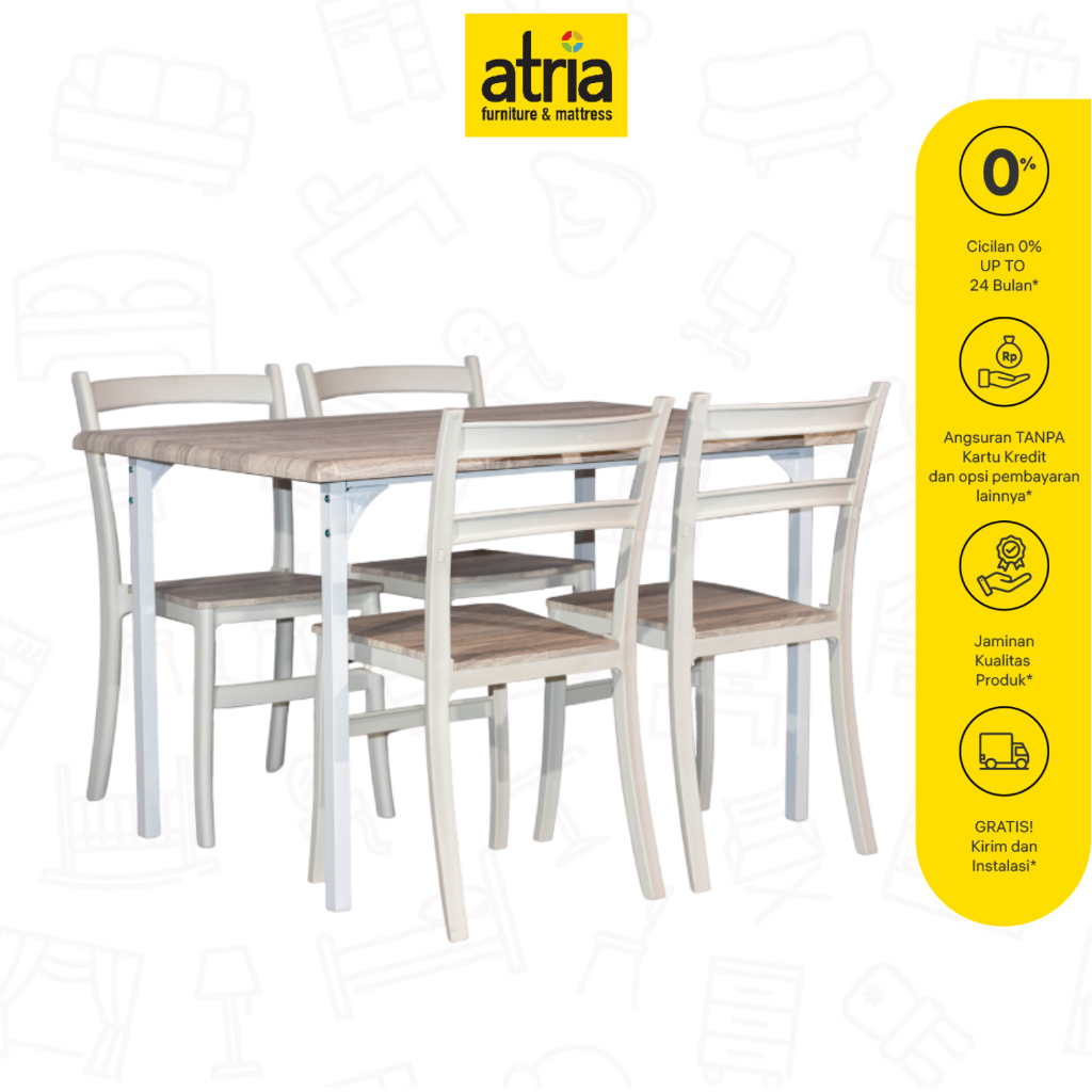 Jual Atria meja makan set minimalis Atria delta dining set | Shopee ...