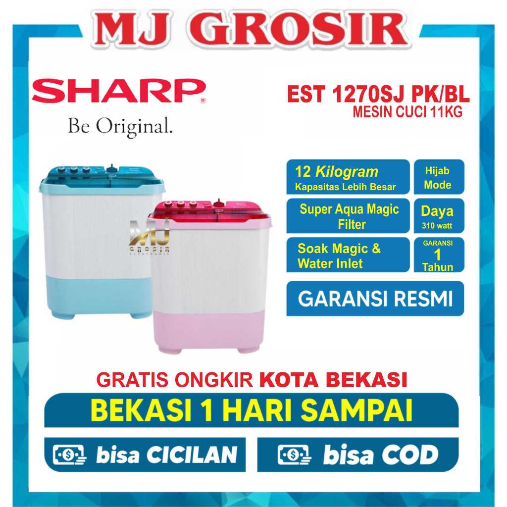 Jual MESIN CUCI SHARP EST 1270 SJ 12 KG 2 TABUNG EST1270 12KG ...