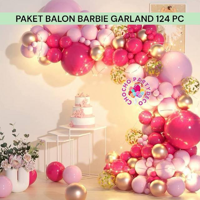 Jual Paket Balon BARBIE GARLAND 124 PC / Dekorasi Ulang Tahun Barbie ...