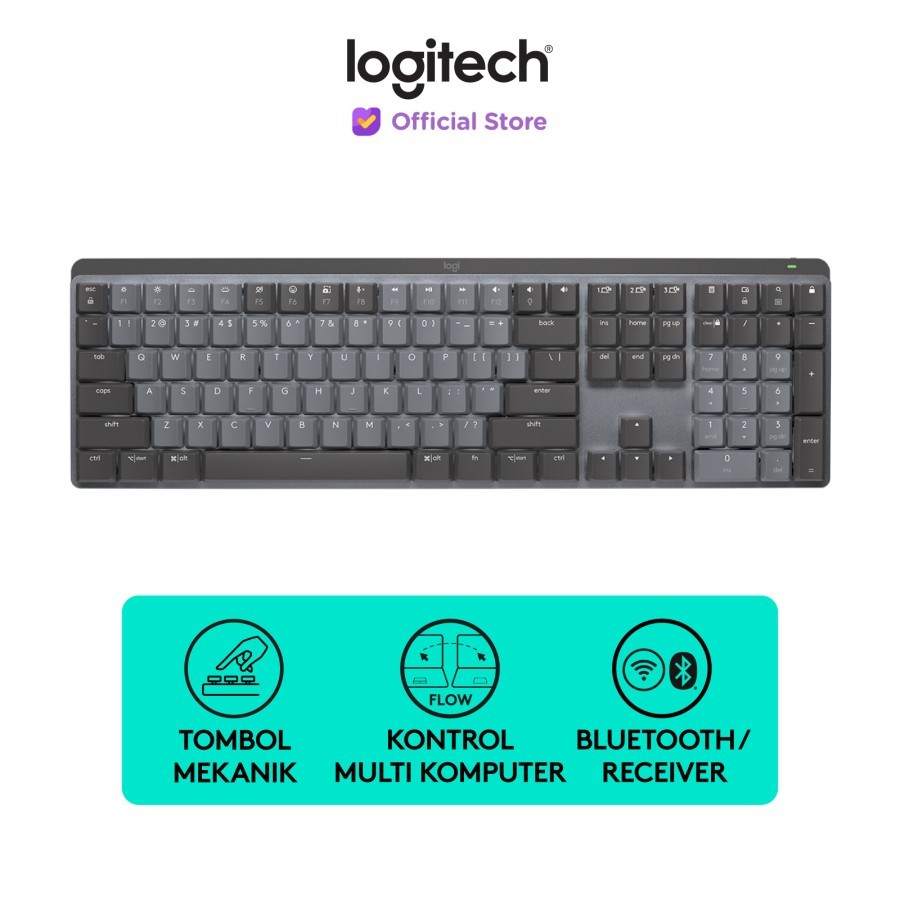 Jual Logitech MX Mechanical Tactile Keyboard Wireless Bluetooth Backlit ...