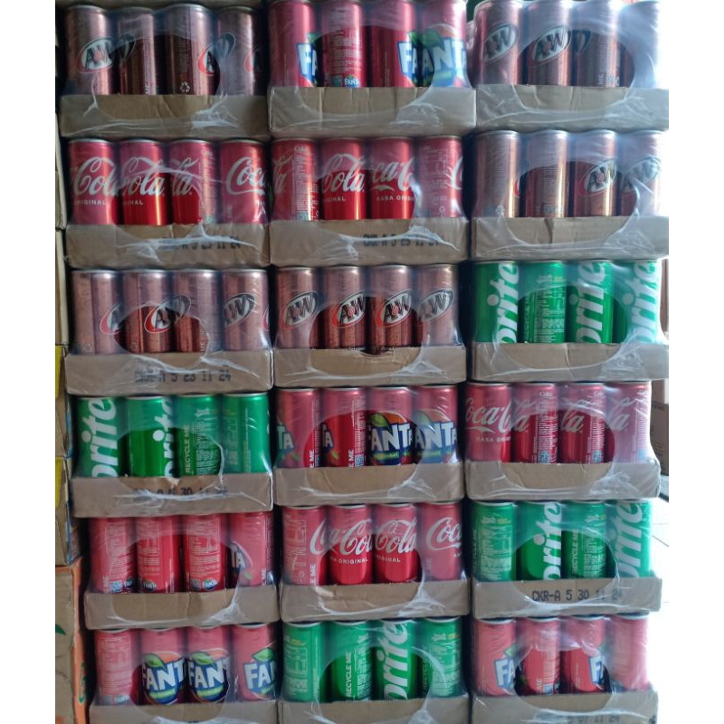 Jual Sprite/AW/Coca-Cola/Fanta kemasan kaleng slim 250ml/karton ...