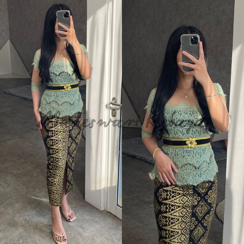 Jual Kebaya Bali Set/Kebaya Bali Talita Sage green | Shopee Indonesia