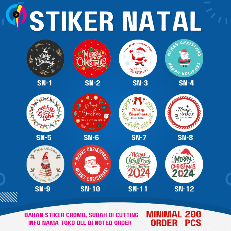 Jual Stiker Label Bulat Natal - sticker christmas [Cromo] | Shopee ...