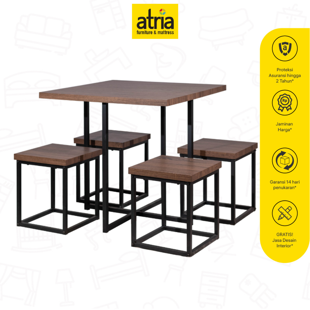 Jual Ozon Meja Makan Set Minimalis By Atria 1 Meja Dan 4 Kursi 80x80x76 ...