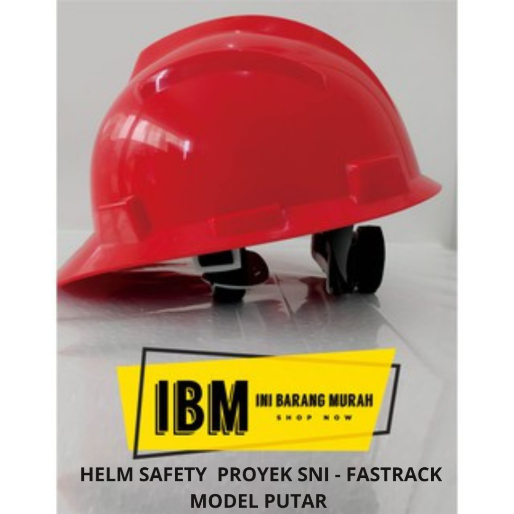 Jual HELM PROYEK MERAH DALAMAN PUTAR/RED SAFETY HELMET FAST TRACK ...