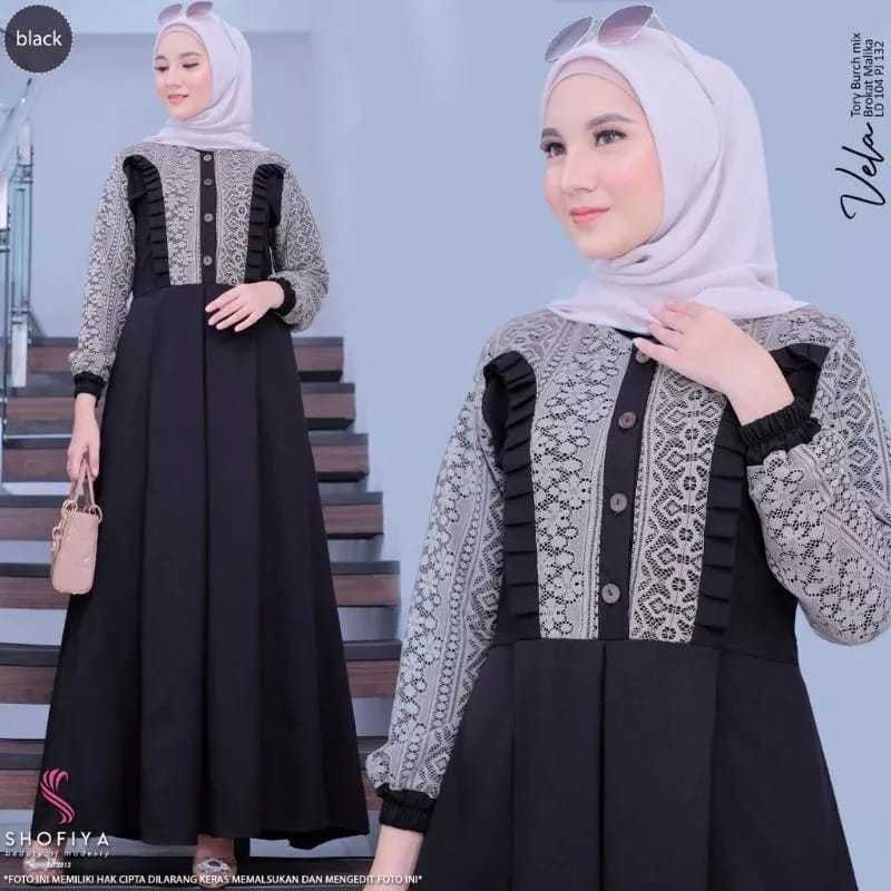 Jual {NEW ARRIVALL} GAMIS VELA MAXY DRESS CRINKLE AIRFLOW KOMBINASI ...