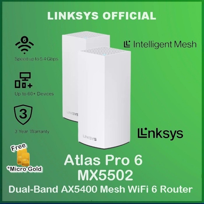 Jual Linksys MX5502 Atlas Pro 6 Wi-Fi 6 Dual-Band Mesh System ( 2 Pack ...