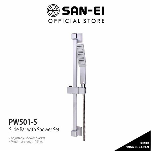 Jual SAN-EI Slide Bar with Shower Set PW501-S | Tiang Set Shower Dinding | Shopee Indonesia