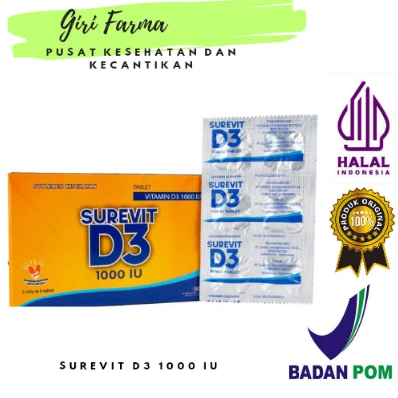 Jual Vitamin D3 / Surevit D3 1000 UI / Menjaga Kesehatan Tubuh | Shopee ...