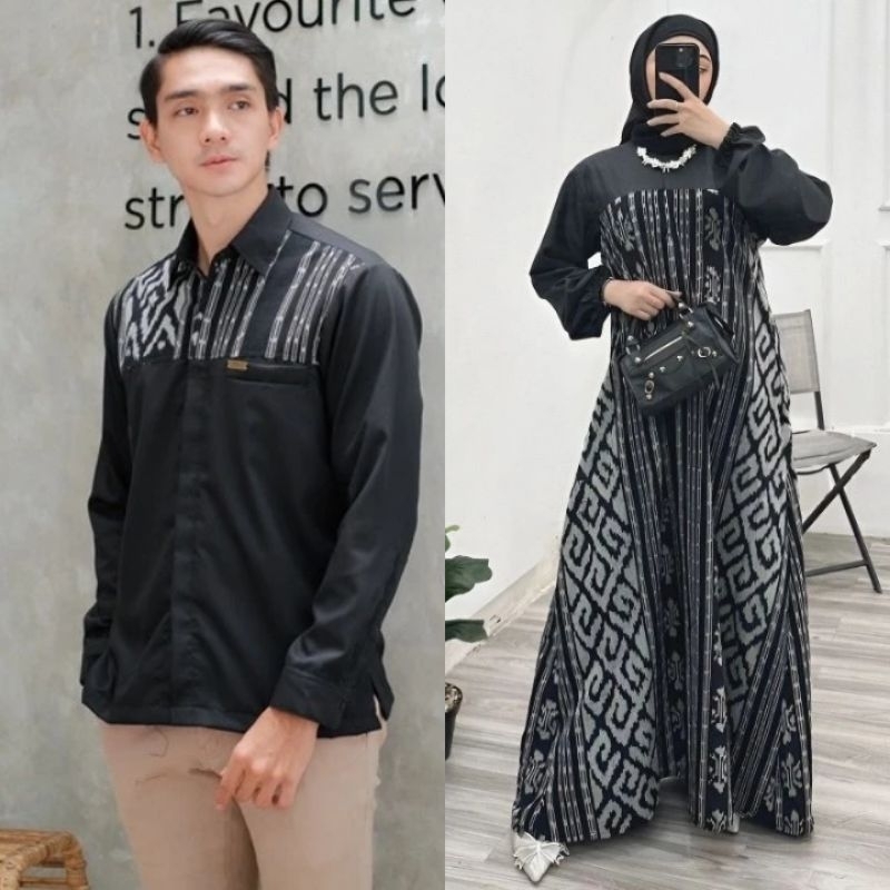 Jual ( READY STOCK ) Set couple gamis batik tenun Toraja hitam - gamis ...