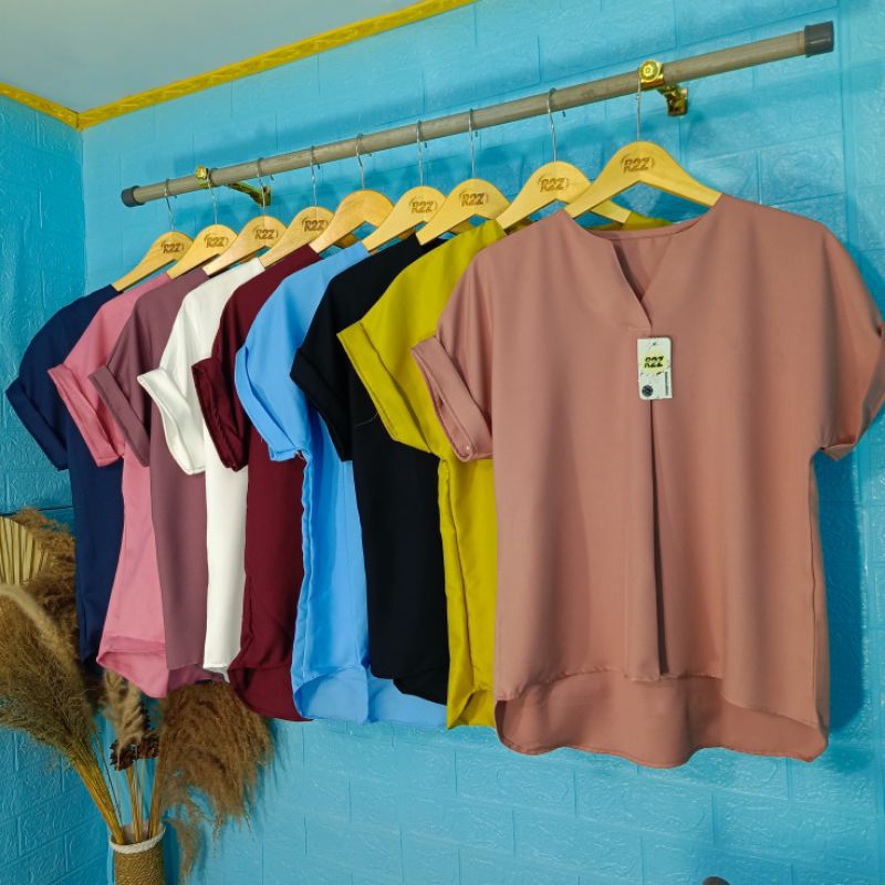 Jual blouse wanita viral / atasan cewek kekinian / kemeja lengan pendek ...