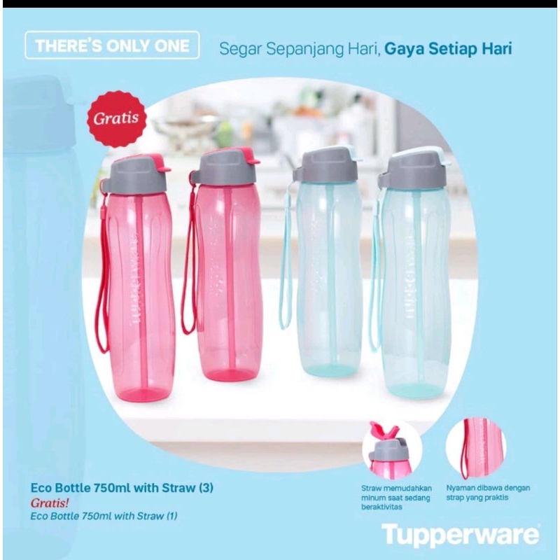 Jual Tupperware ECO straw 750 ml 1 pcs (2 warna) | Shopee Indonesia