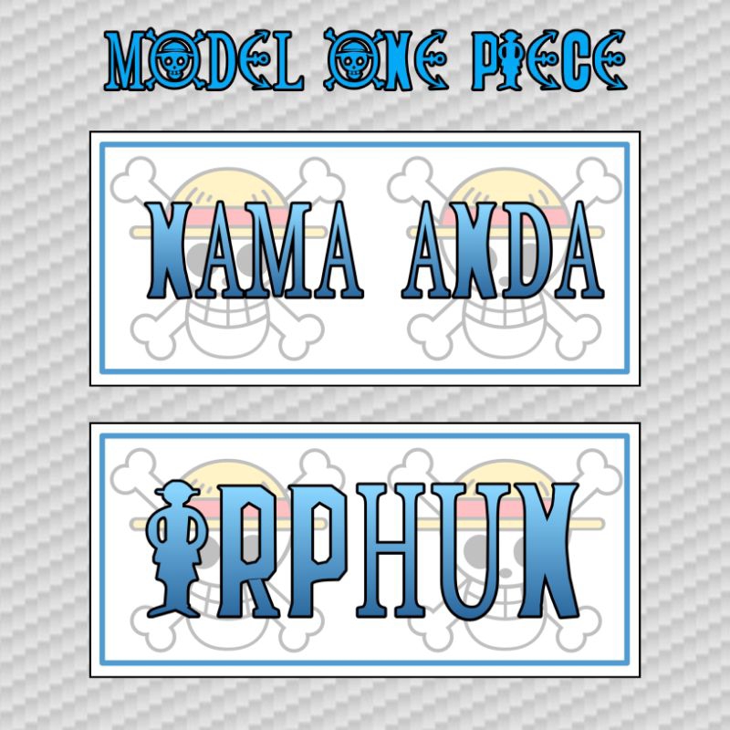 Jual sticker label nama unik model one piece anime manga 10 pcs ...
