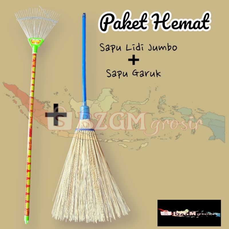 Jual PAKET HEMAT Sapu Lidi Jumbo + Sapu Garuk Kawat Besi | Shopee Indonesia