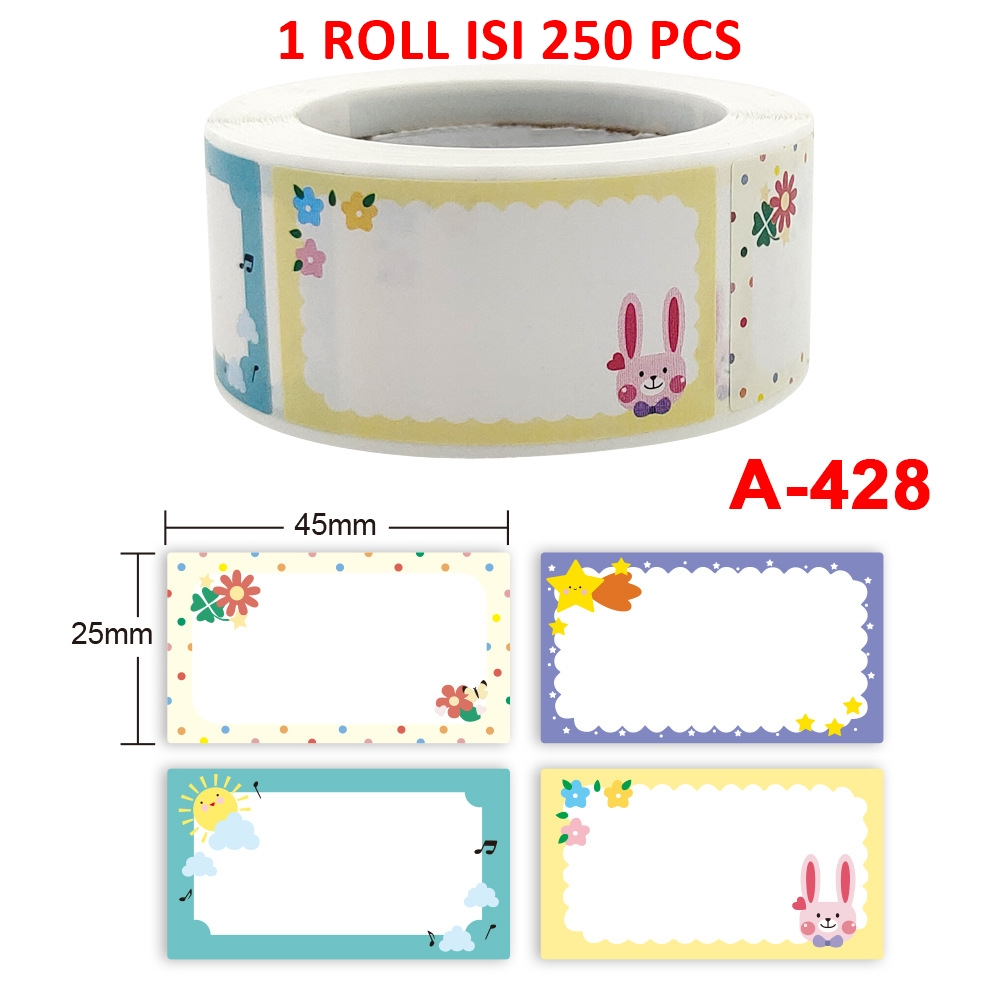 Jual Stiker Sticker Label Nama Persegi Panjang isi 250 pcs 1 Roll Label ...