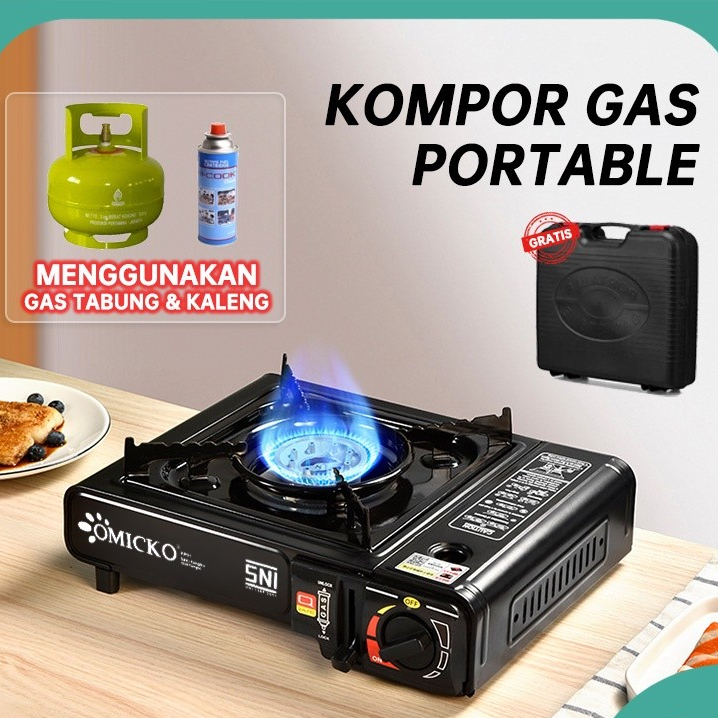 Jual Kompor Gas Portable 1 Tungku 2 in 1 Omicko Kompor LPG BBQ Camping | Shopee Indonesia