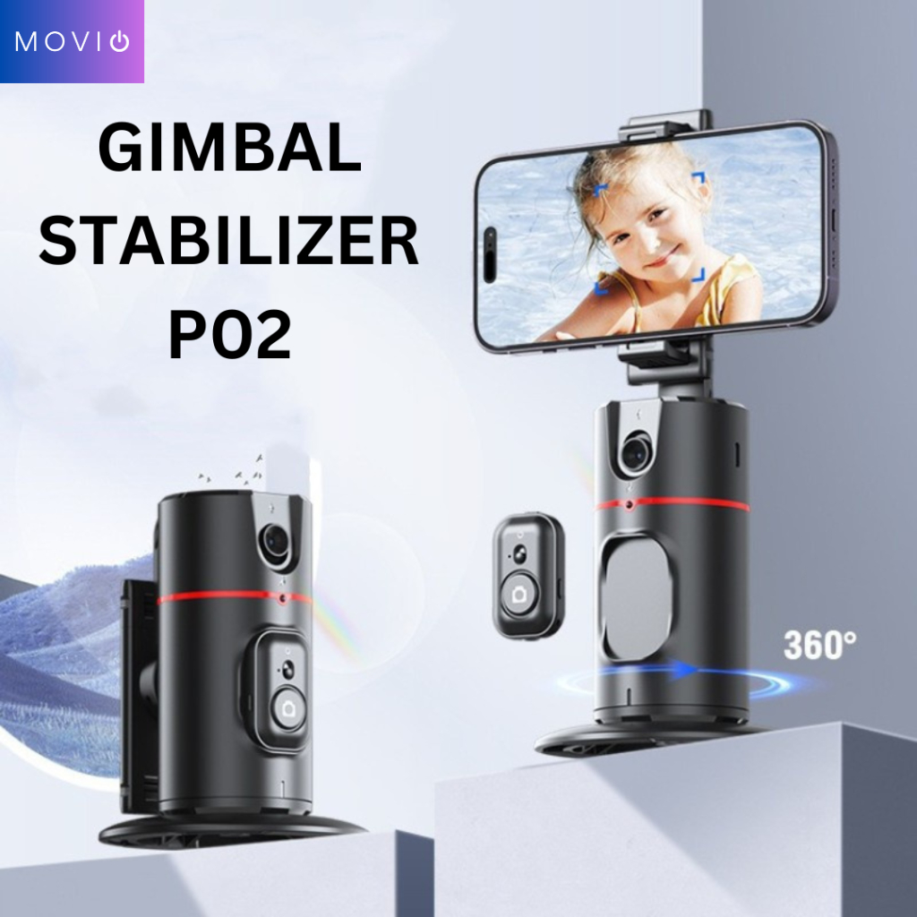 Jual P02 Gimbal Stabilizer Handphone Auto Balance 360°AI Face Tracking Gesture Control P02 ...