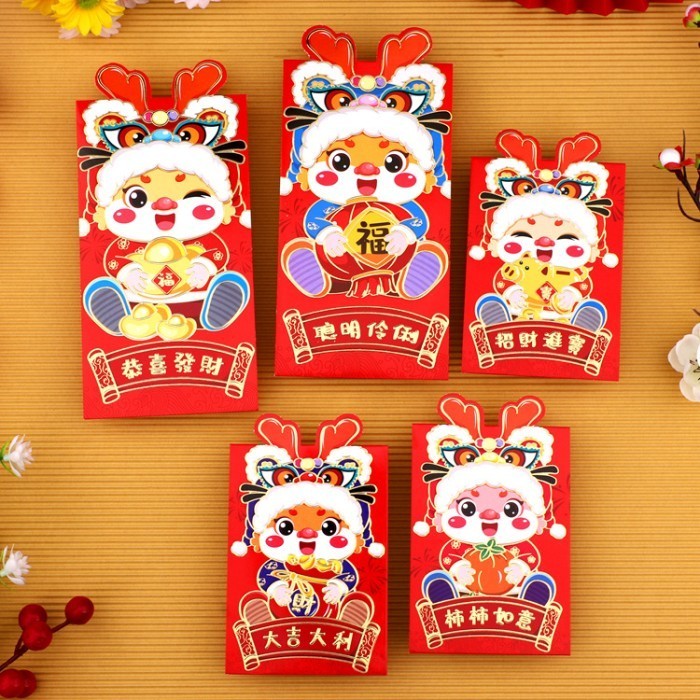 Jual ANGPAO MERAH AMPLOP IMLEK 2024 ISI 6 PANJANG CUTE LUCU NAGA/DRAGON ...