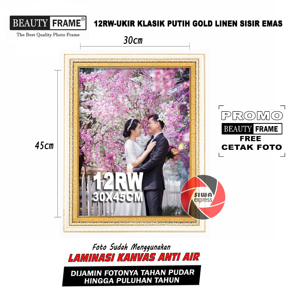 Jual BEAUTY FRAME 12RW 30x45 BINGKAI GRATIS CETAK FOTO LAMINASI KANVAS ANTI AIR | Shopee Indonesia