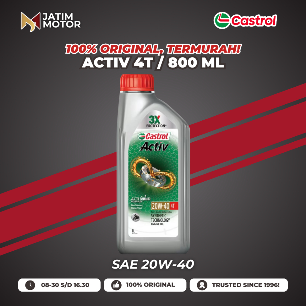 Jual Oli Castrol Activ 4T SAE 20W-40 800 ML/0.8 LT Original | Shopee ...