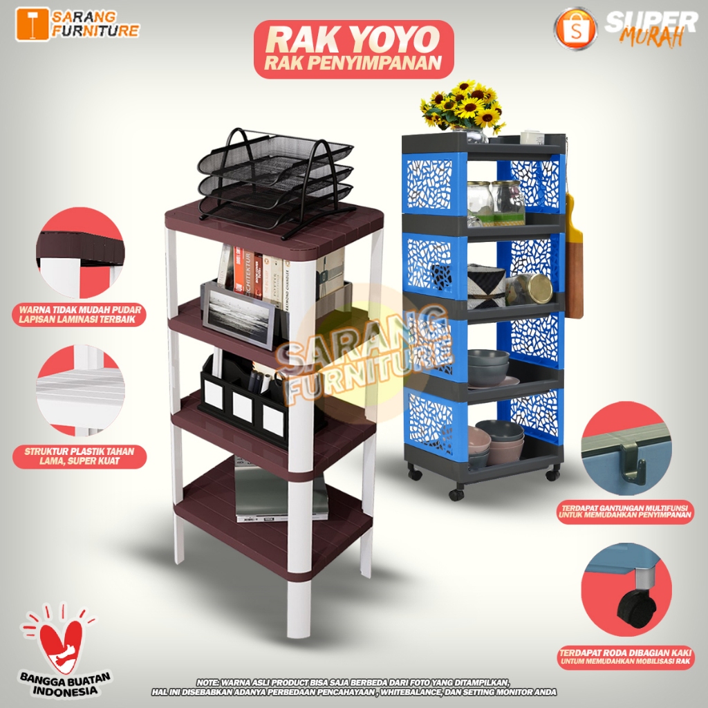Jual COD Rak Yoyo Serbaguna 4 Susun Roda | Rak Kamar Mandi | Rak Dapur ...