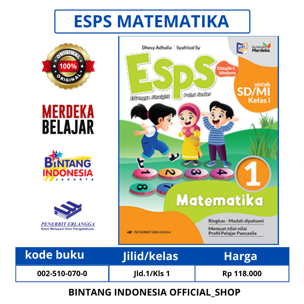 Jual Erlangga - Buku Pelajaran ESPS MATEMATIKA KELAS 1 SD/MI Kurikulum Merdeka | Shopee Indonesia