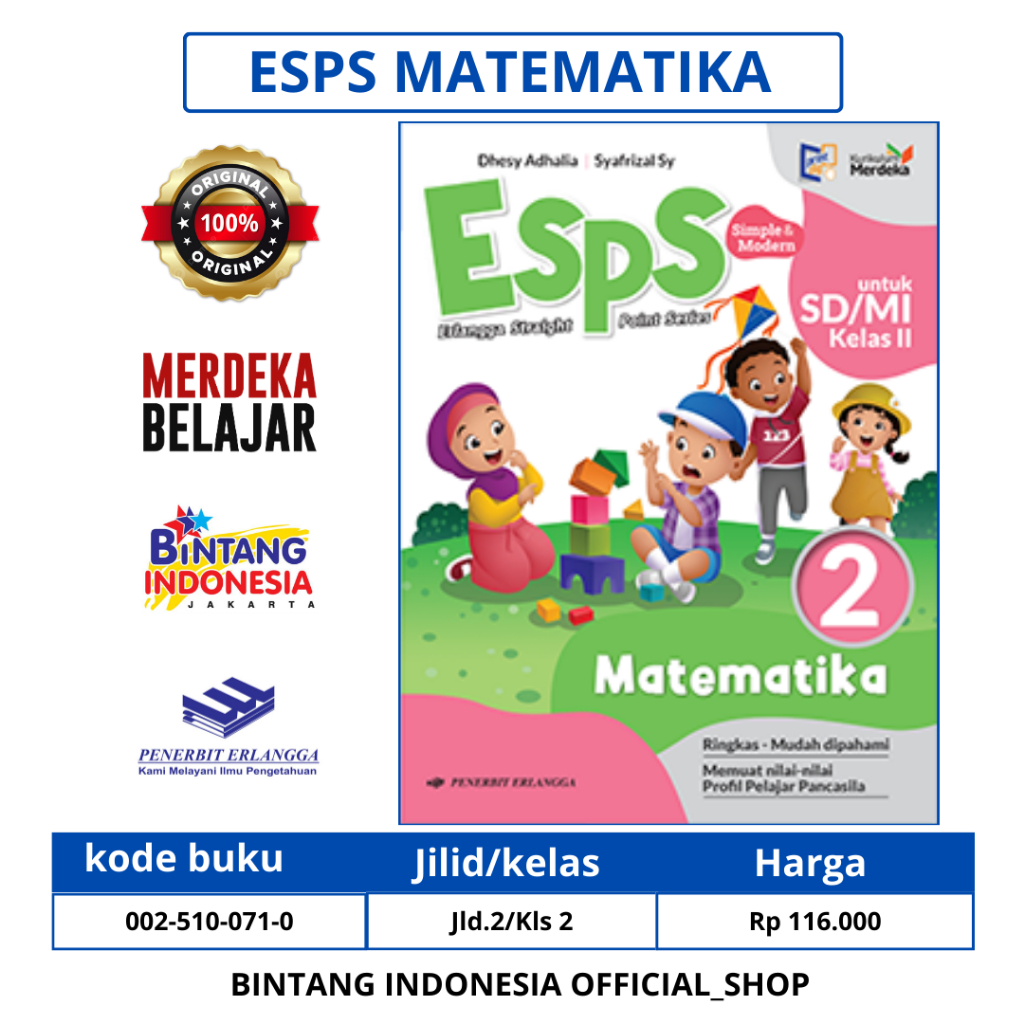Jual Erlangga- Esps Matematika Kelas 2 SD/MI Kurikulum Merdeka | Shopee Indonesia