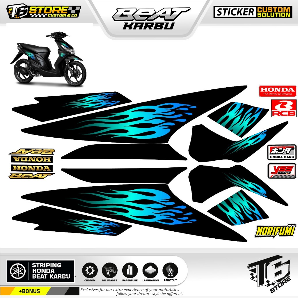 Jual STRIPING BEAT CARBU NEW MOTIF / STICKER BEAT KARBU/ ICON1 / STIKER ...