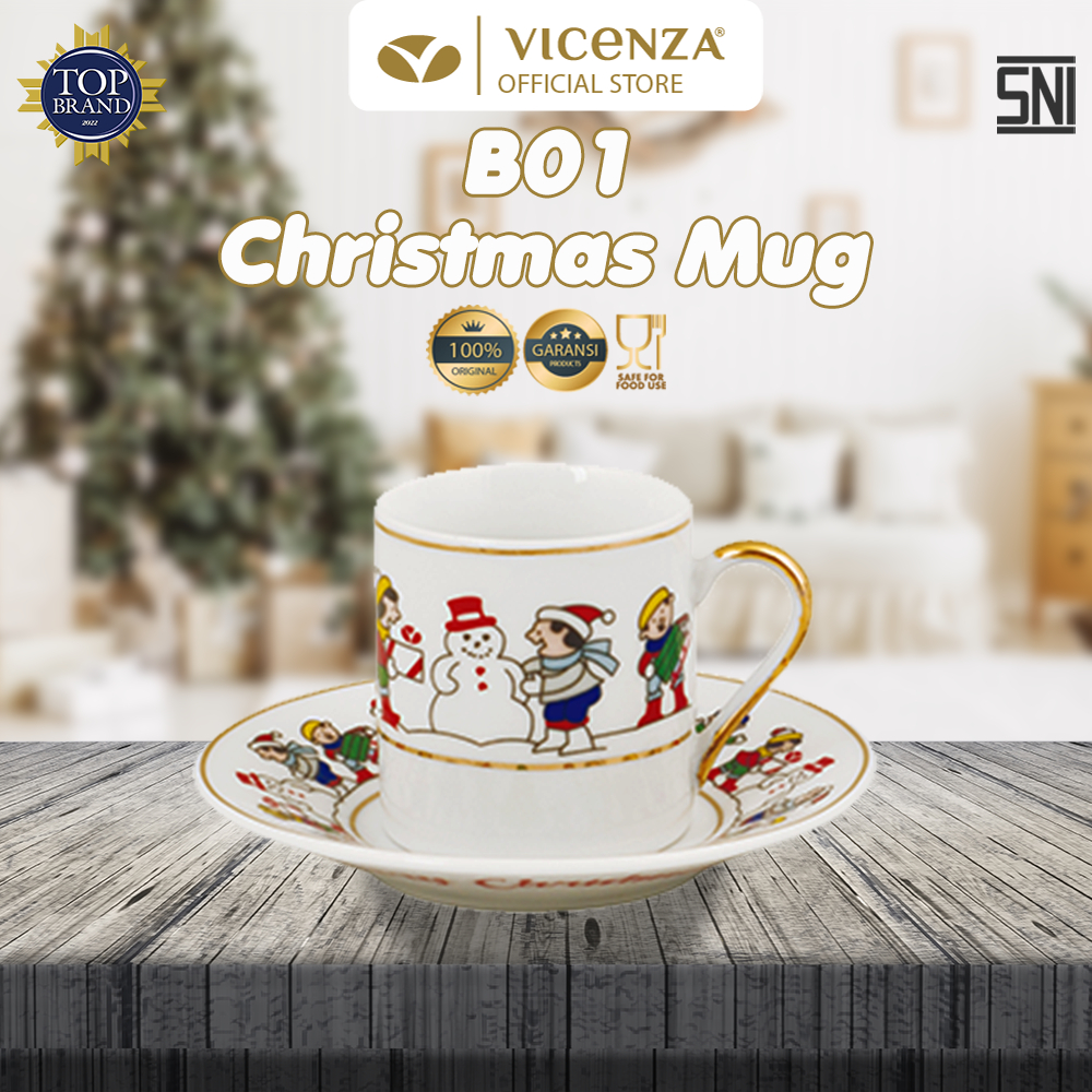 Jual Vicenza Mini Cup And Saucer 6 Pcs Christmas B01 Gelas Espresso 80 ml | Shopee Indonesia
