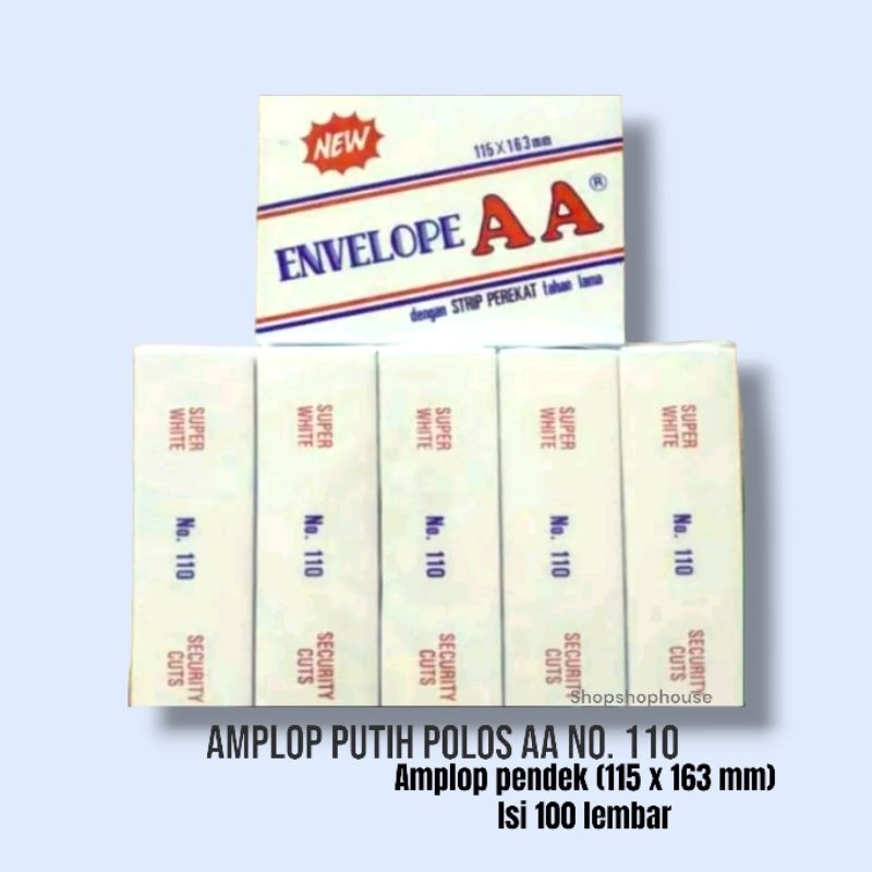 Jual amplop aa pendek / amplop putih polos no 110 (100 lembar) | Shopee ...