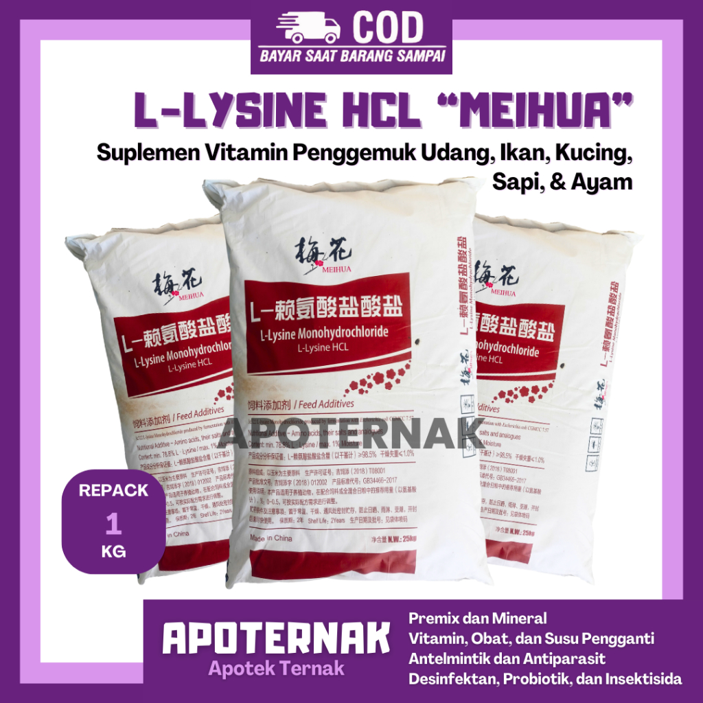 Jual LYSINE 1Kg - Suplemen Vitamin Penggemuk Udang Ikan Kucing Sapi ...