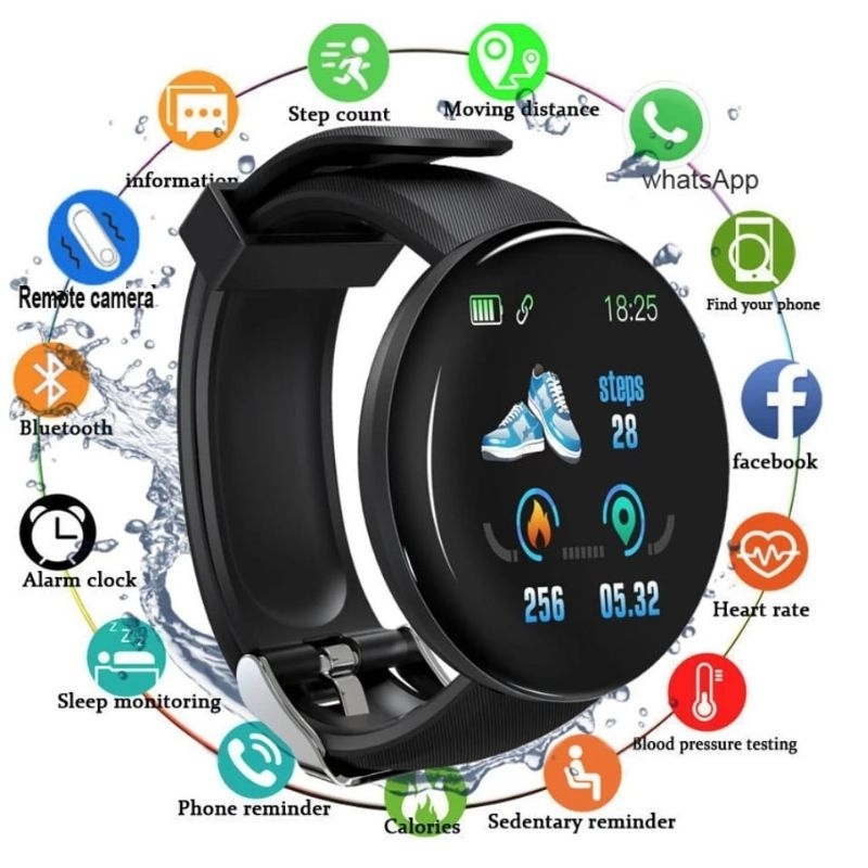 Jual Jam Tangan Smartwatch D18 Hitam Android Hp series terbaru Anak ...