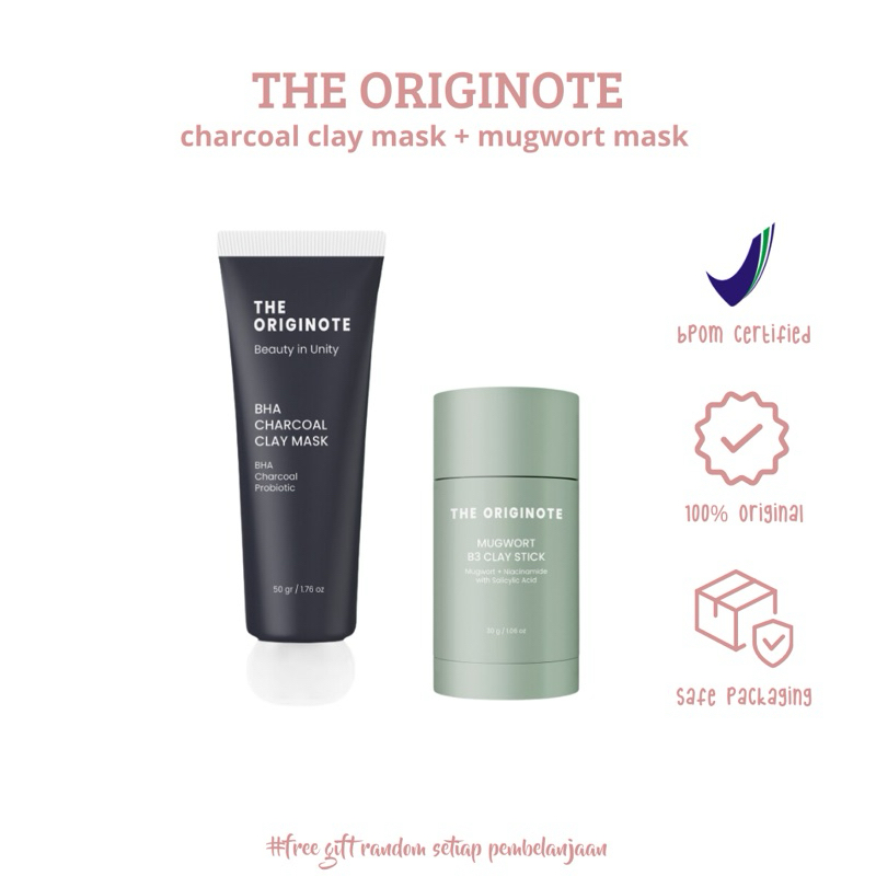 Jual [FREE GIFT] BUNDLE THE ORIGINOTE CHARCOAL CLAY MASK + MUGWORT B3 ...